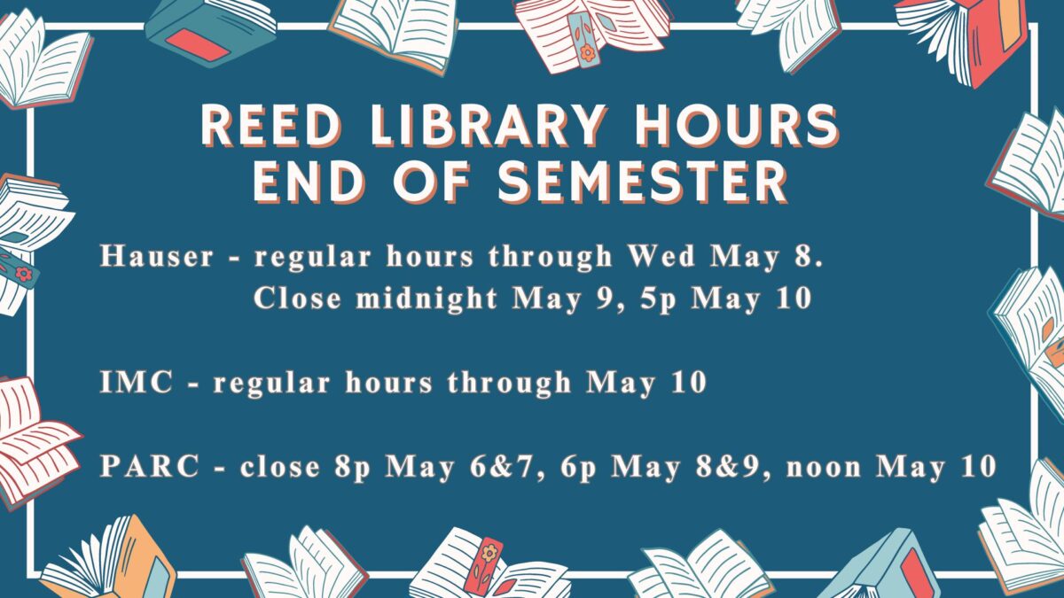 End of year hours May 6-10 – What's New at the Library
